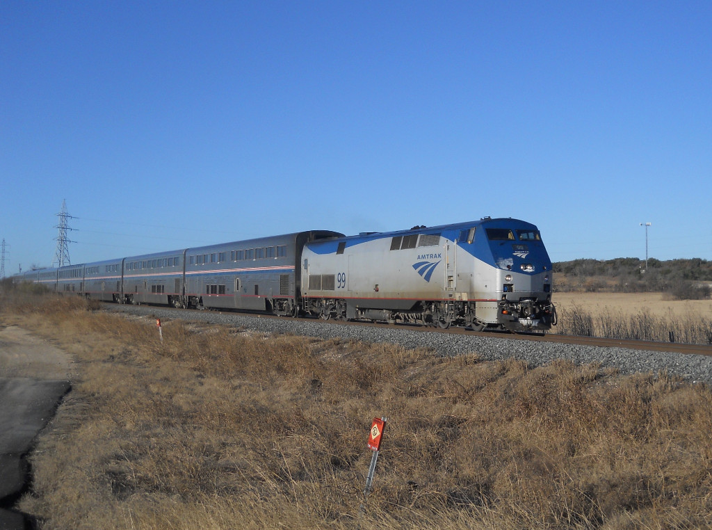 AMTK 99 5Feb2011 NB Train 22 (Texas Eagle) approaching McCarty Ln